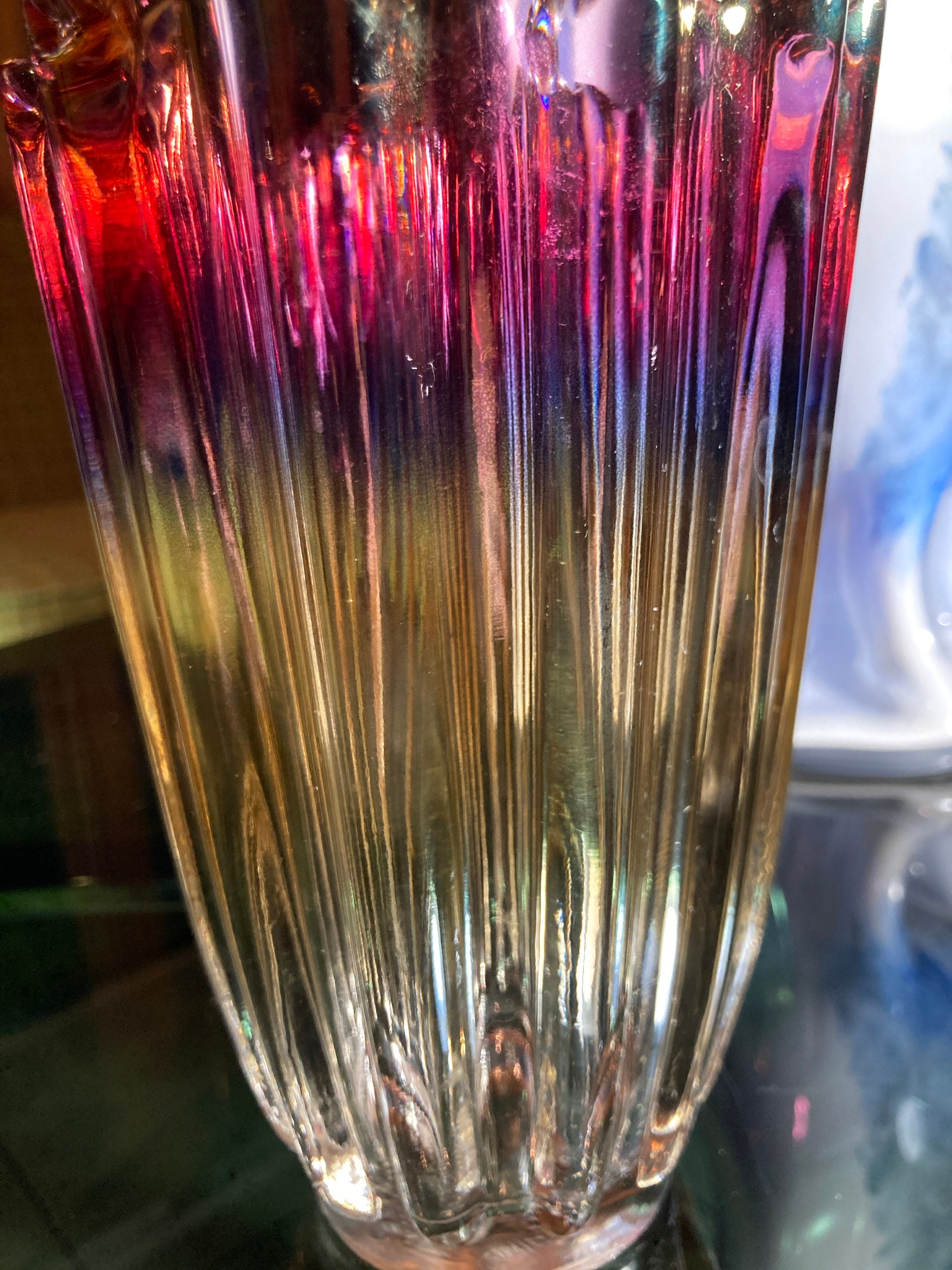 Vase 50s Federal Glass Iridescent Carnival Glass Starburst Atomic ...