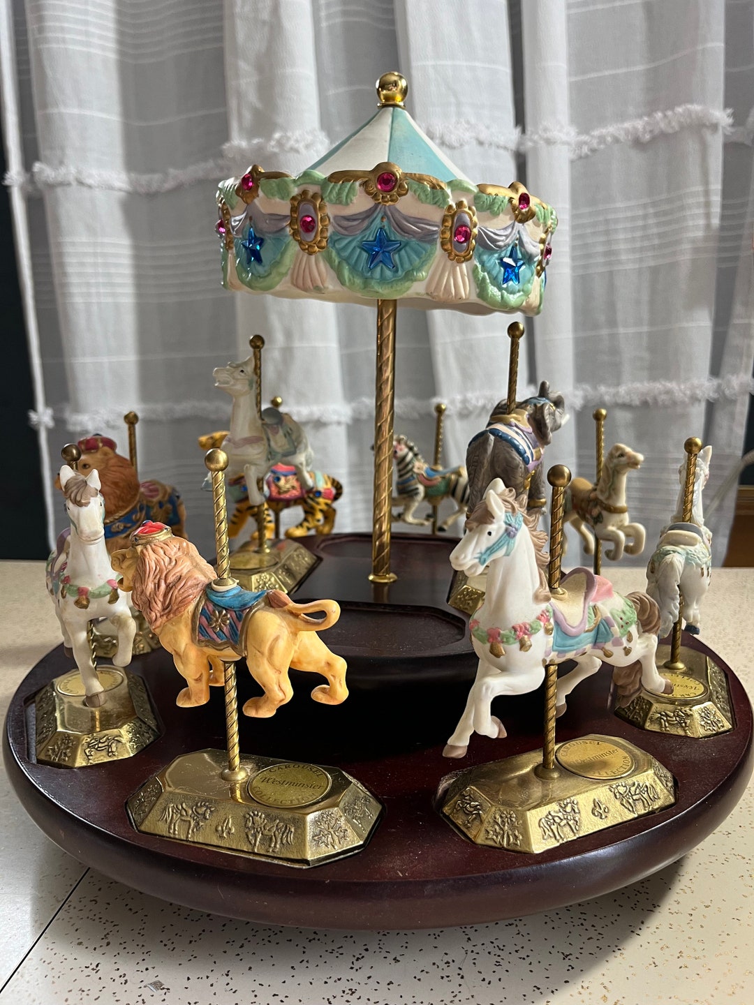 Carousel, Christmas, Ornament, Tony, Collectible, Rotating Ornament, Vintage, Horses, Xmas ...