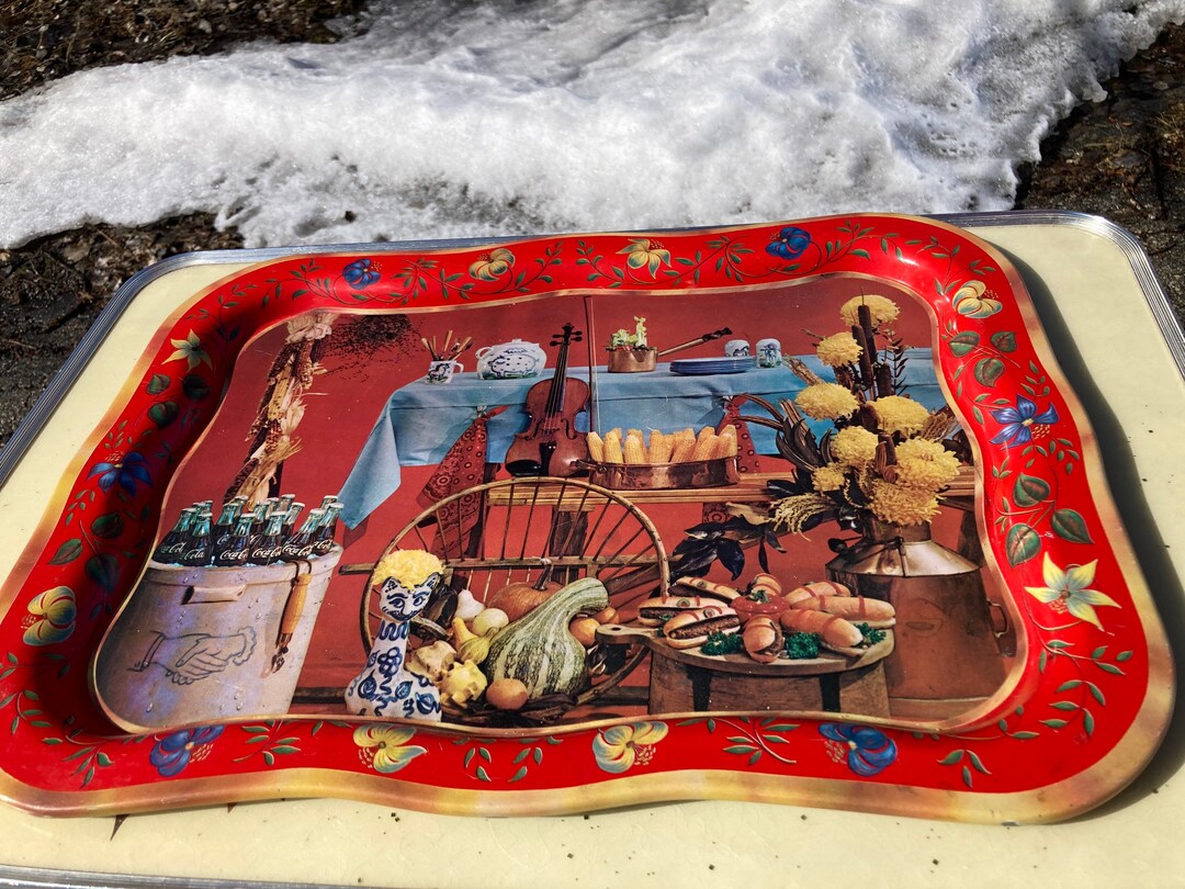 Coca Cola Metal Serving Tray Harvest Thanksgiving TV Tray Coke ...