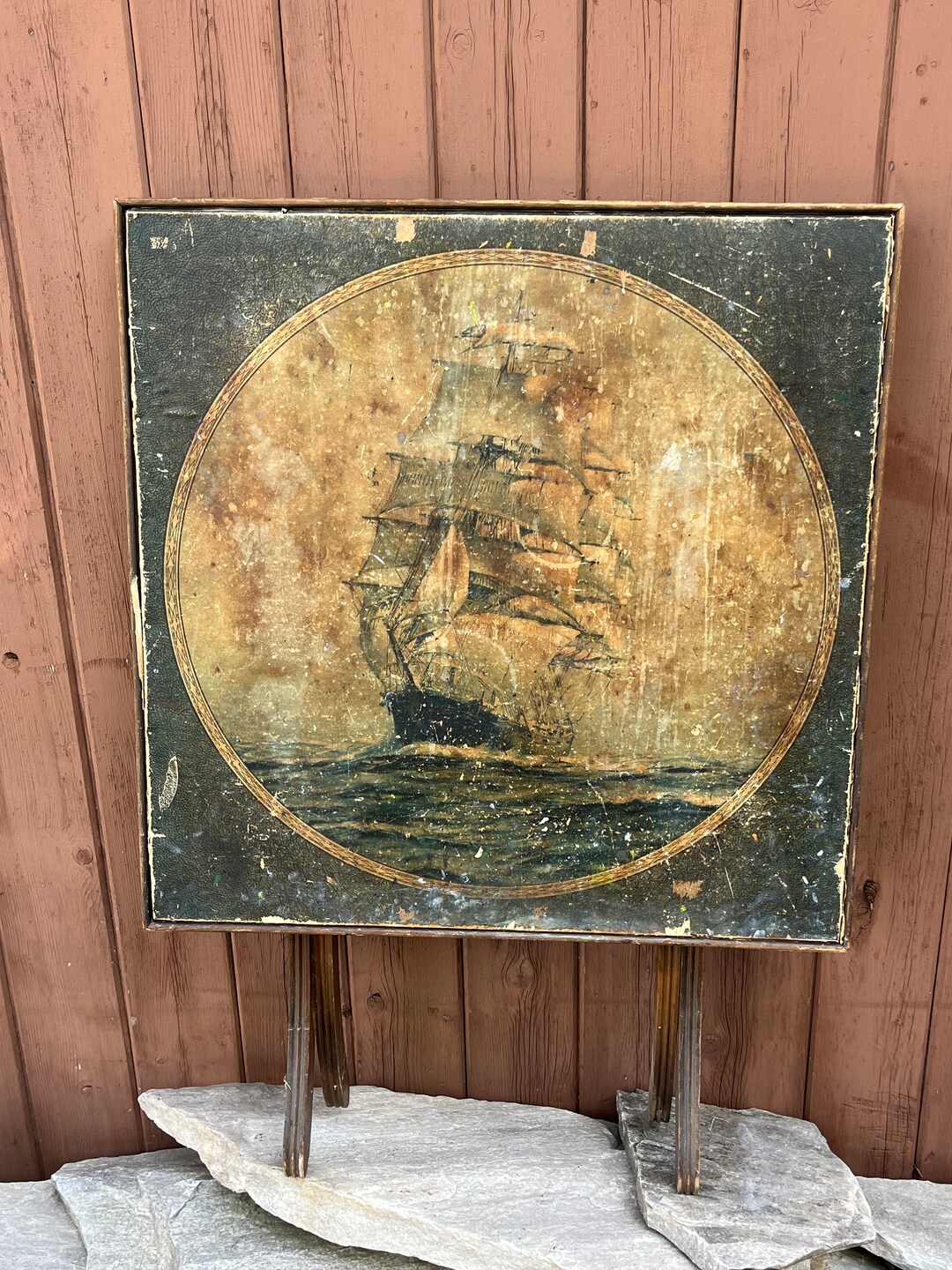 Card Table Folding Ship Galleon Nautical Wood Bridge Table - Etsy