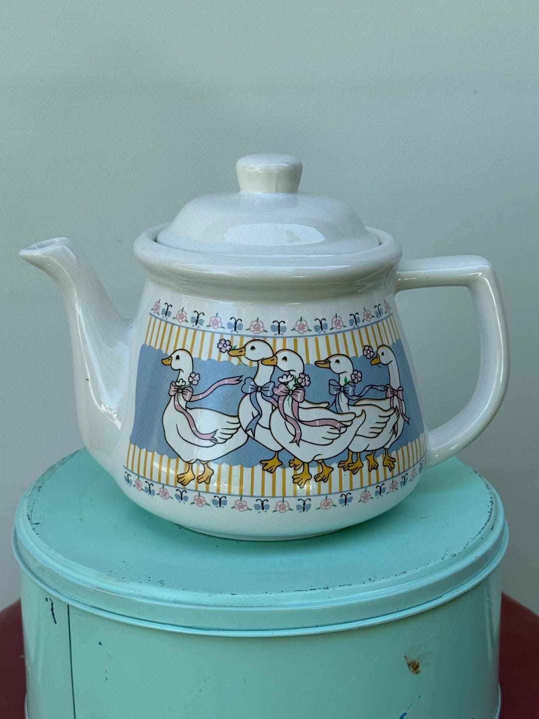 Ribbon Goose Teapot Tea Pot G&B Teapot Vintage - Etsy