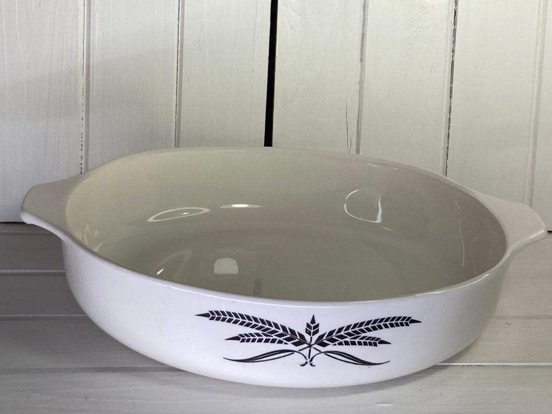 Anchor Hocking Cookware Black Wheat Casserole Dish Round USA Vintage ...