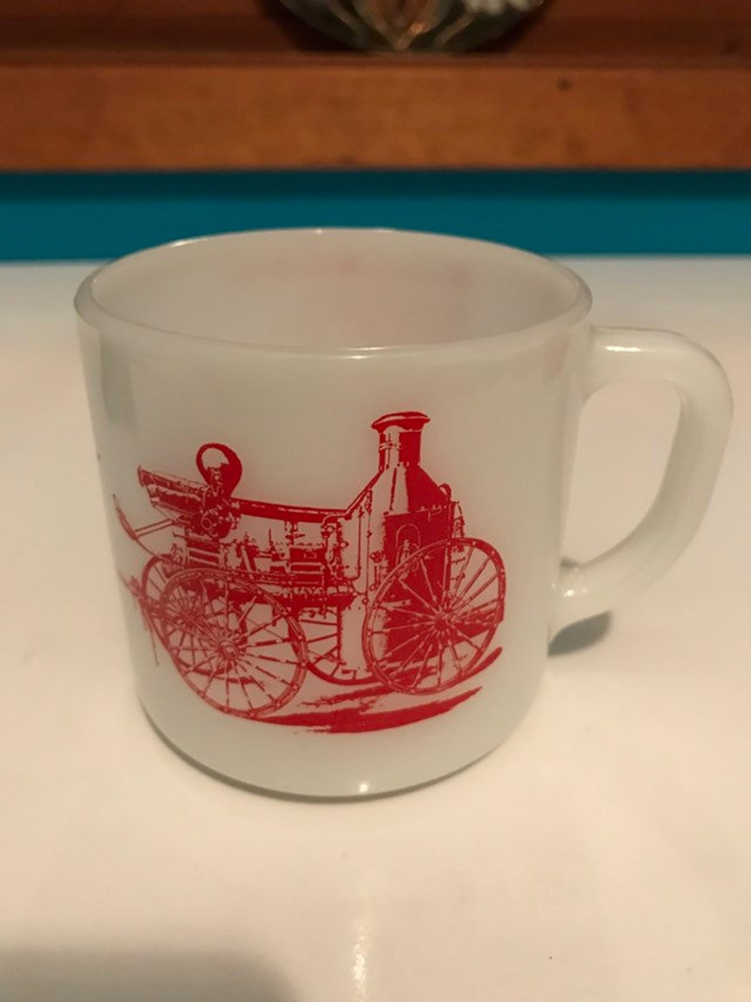 Federal Glass Vintage Fireman Wife Prayer Milk Glass Mug Red - Etsy