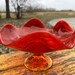 Viking Art Glass Persimmon Centerpiece Fruit Bowl Amberina Ombre Art ...