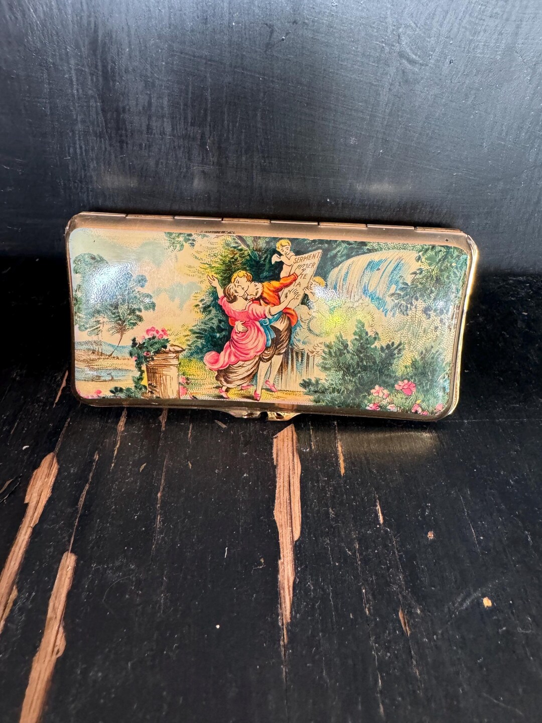 Keepsake Box Jewelry Pill Box Stratton England Courtyard Lovers Cherub ...