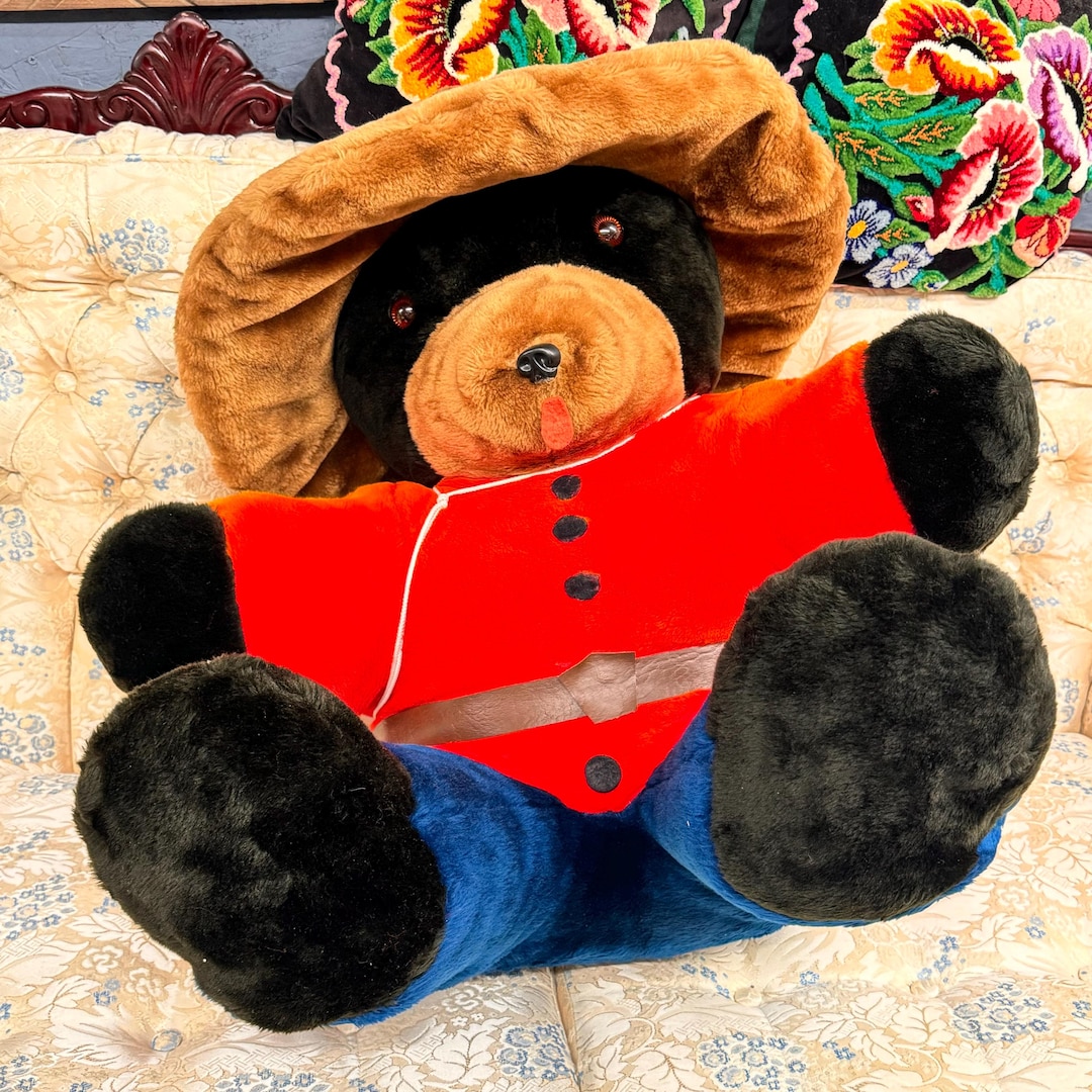 Jumbo Stuffed Teddy Bear Brown Coloured Fur Vintage RCMP Bear Mountie ...