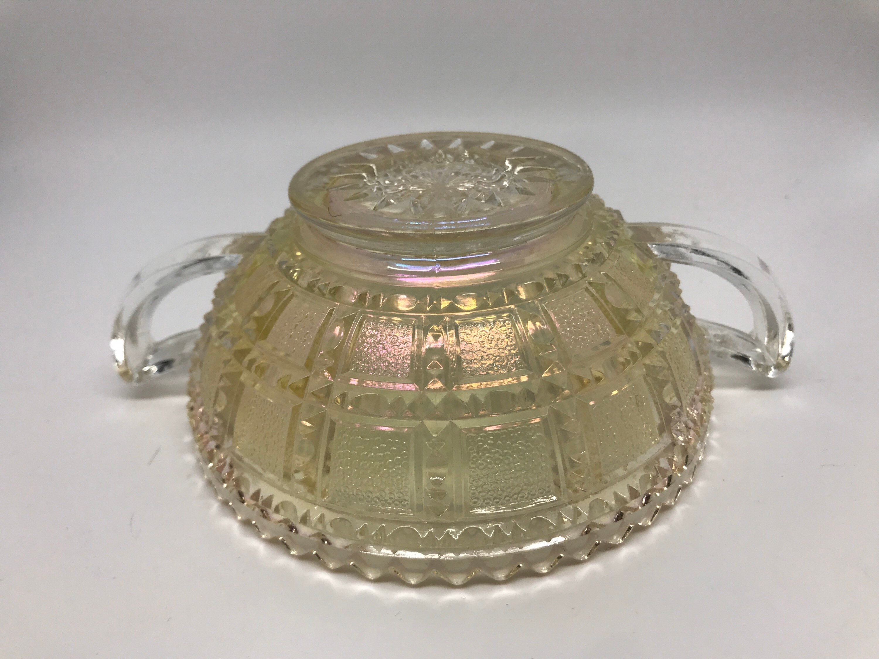 Imperial Glass Lenox Carnival Glass Iridized Beaded Block Dish - Etsy