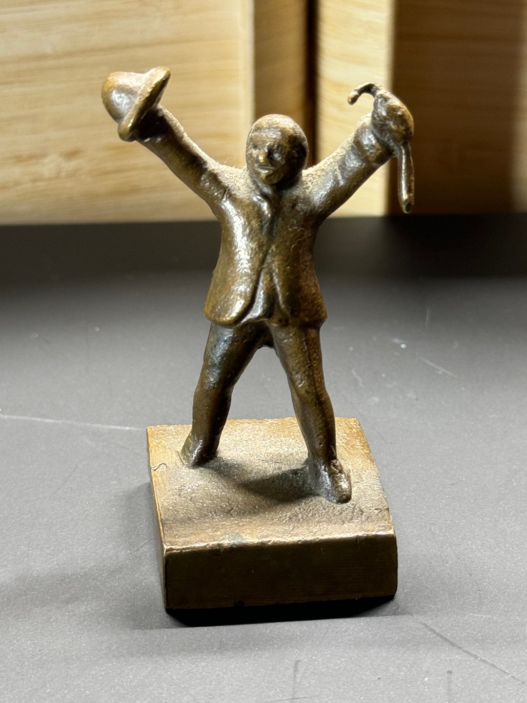 Figurine Hand Carved, Bronze, Statue, Sculpture, Man, Cane, Hat ...