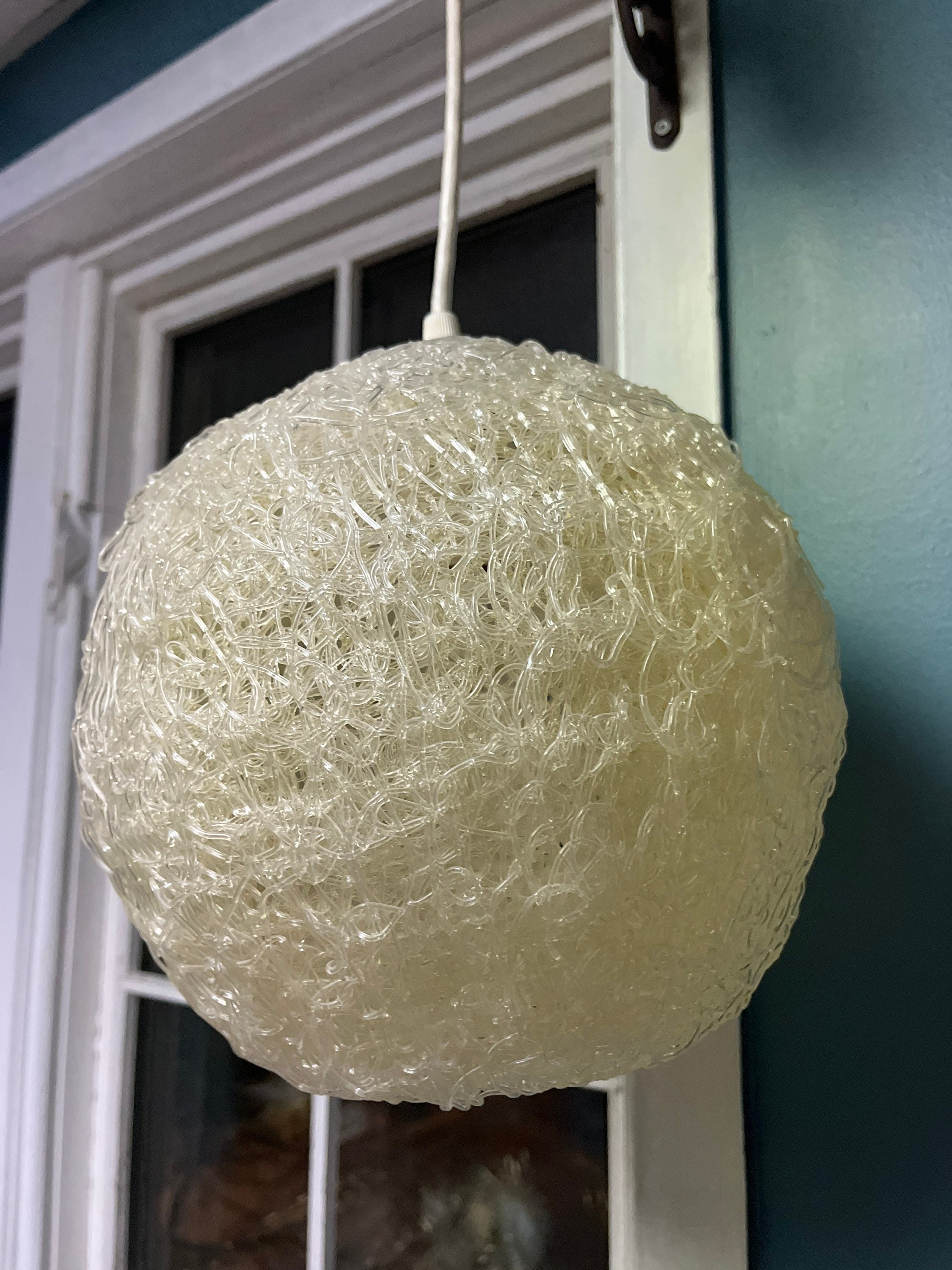 Fixture Lamp Spaghetti Lucite Light Fixture. Retro MCM Spun Glass Orb ...