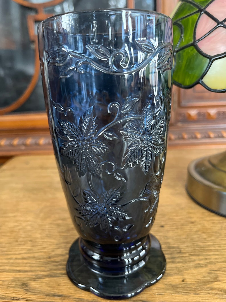 Iced Tea Glass Princess House Sapphire Blue Pressed Glass - Etsy