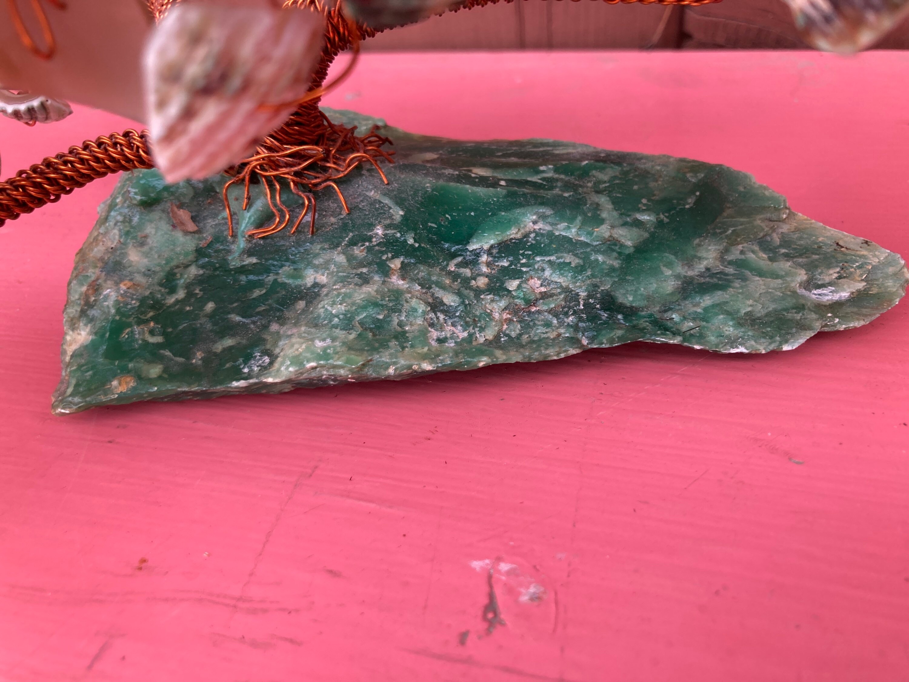 Bonsai TREE SCULPTURE Copper Wire & Shells on a Green Stone - Etsy