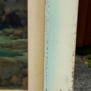ARTWORK Mountain Lake Scenery Wood Frame Behind Glass Lithograph ...