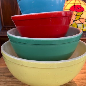 Pyrex, Primary Colour, Mixing Bowls, Set, Vintage, Retro, Country ...