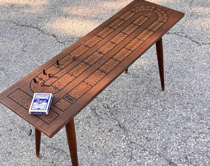 Vintage Walnut Cribbage Table: Lake Cottage Cabin Game Table - Etsy
