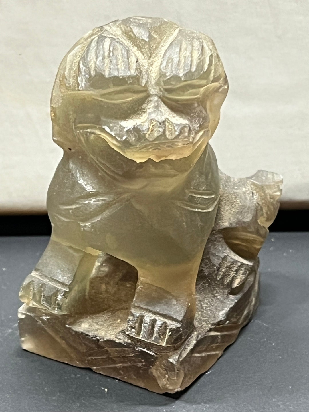Foo Dog Figurine Asian Temple Guardian Lions Shishi Dog Statue Quartz ...