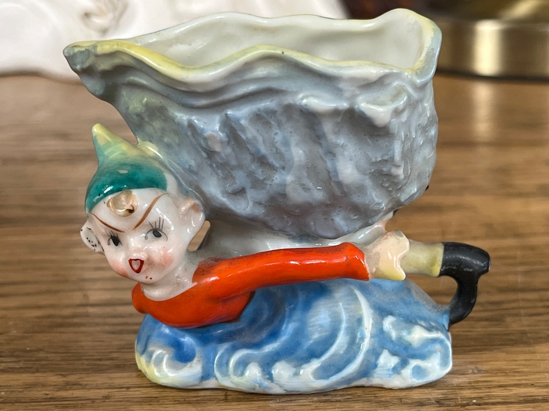 Pixie Elf Body Surfing the Waves Mini Vase Planter Vintage, Collectible ...
