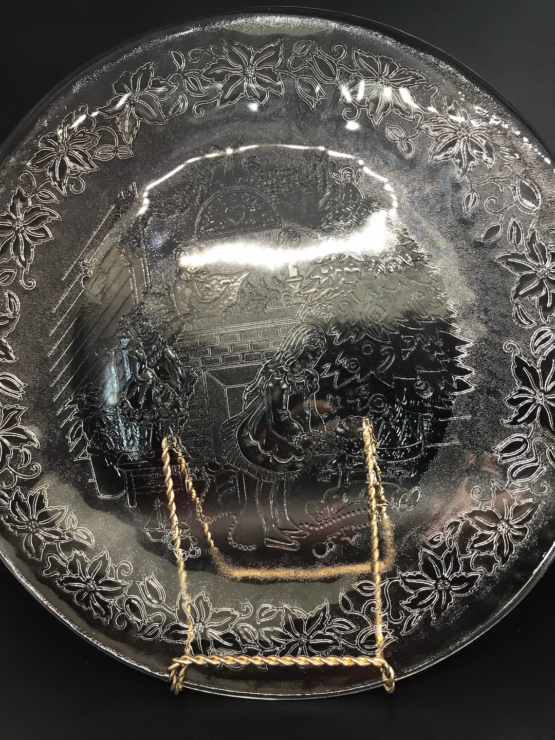Princess House Crystal Holiday Platter Vintage Christmas Glass Platter ...