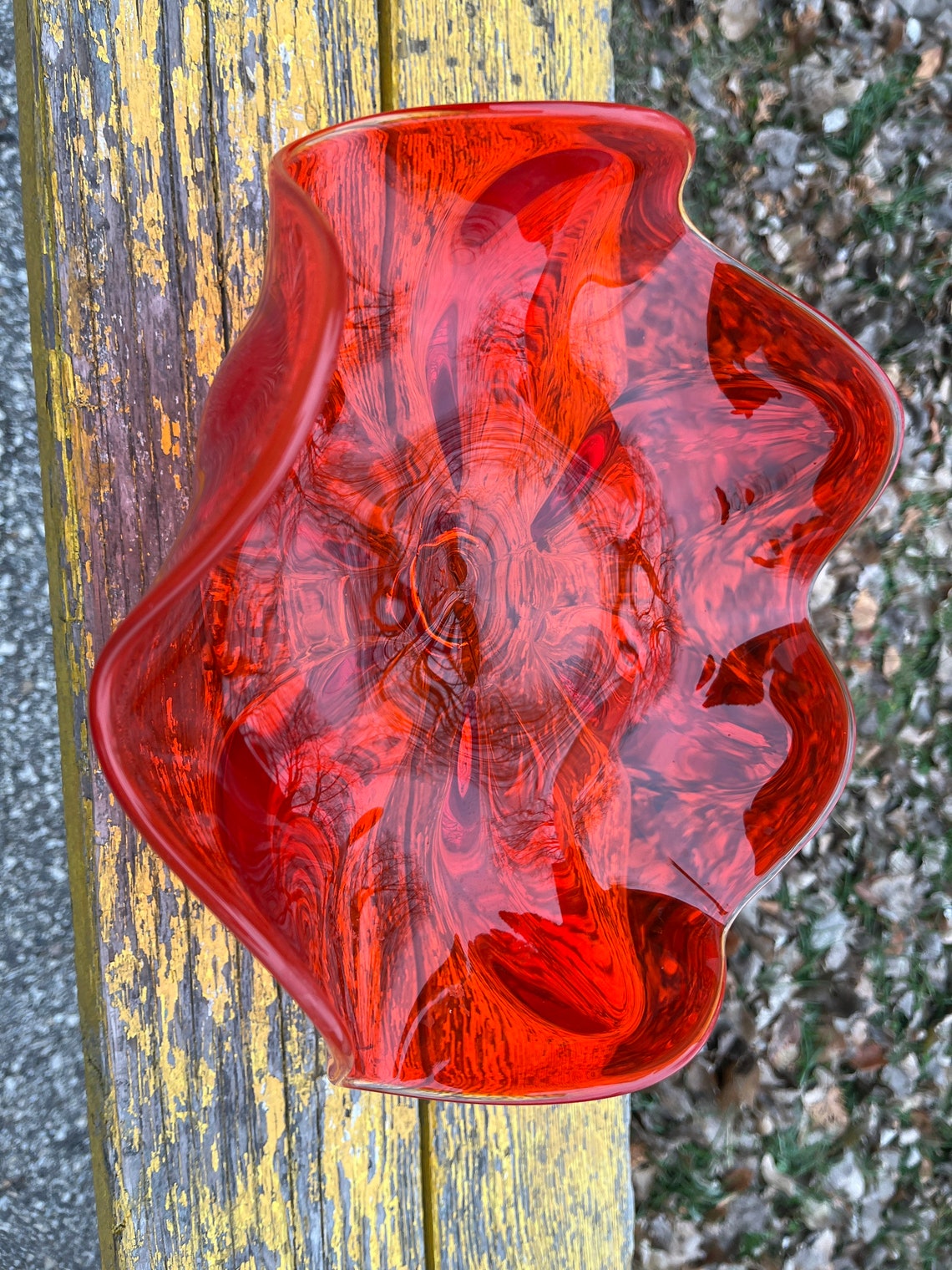 Viking Art Glass Persimmon Centerpiece Fruit Bowl Amberina - Etsy Canada