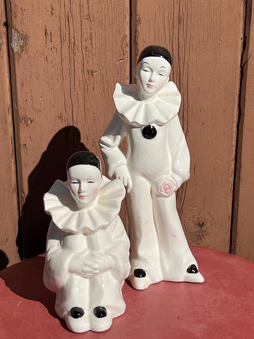 French Clown Figurines Pierrot Vintage Ceramic Set of 2 Standing ...