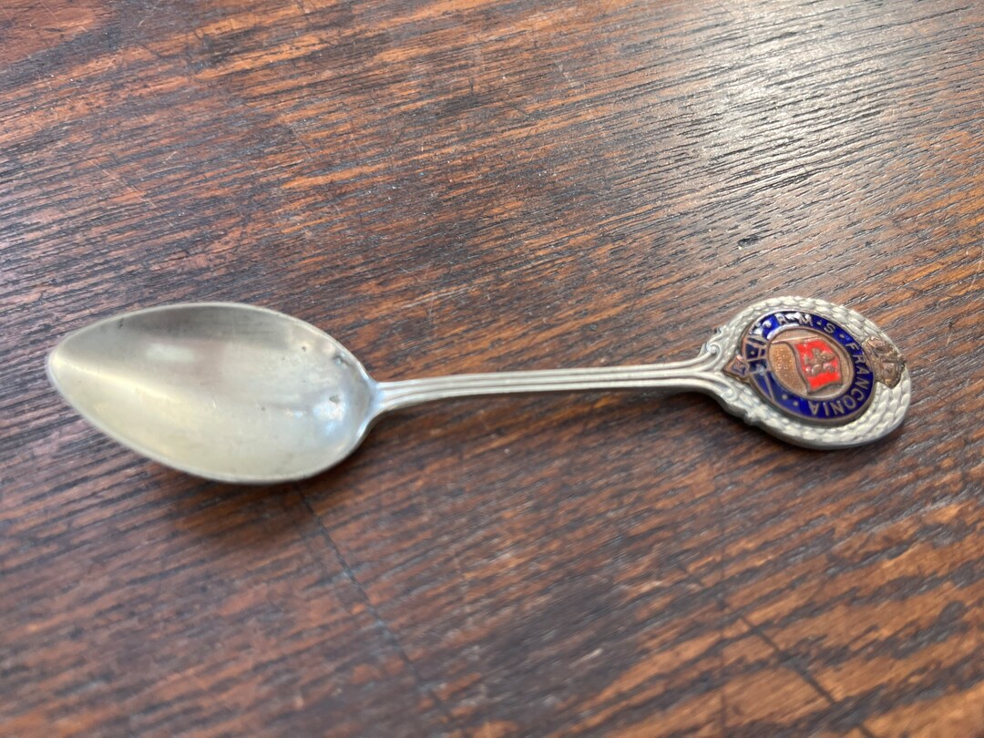 Spoon Cunard White Star Line RMS Franconia Kings Crown Enamel Pennant ...