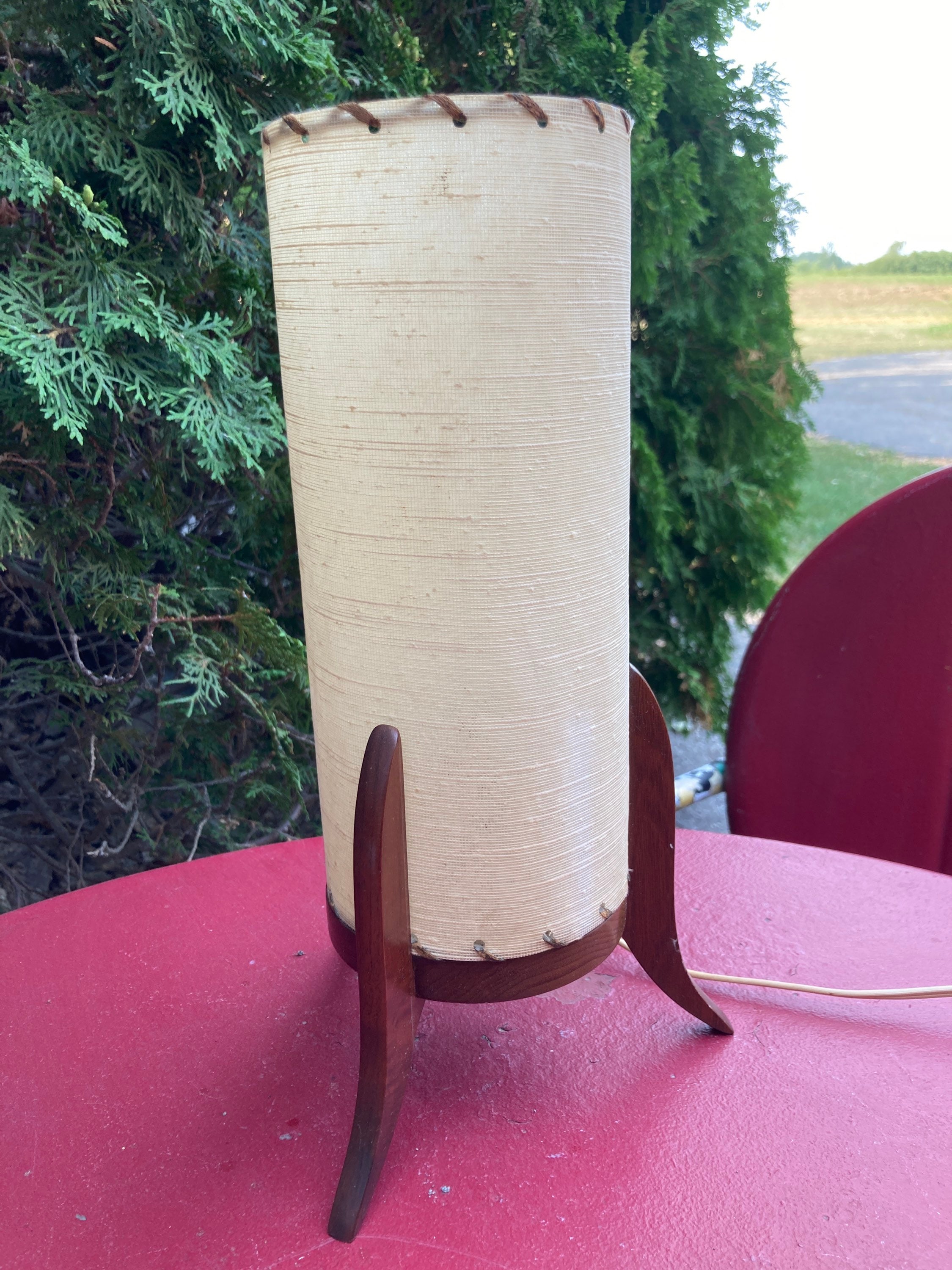 Rocket Lamp MCM Teak Wood Mid Century Table Lamp Vintage | Etsy