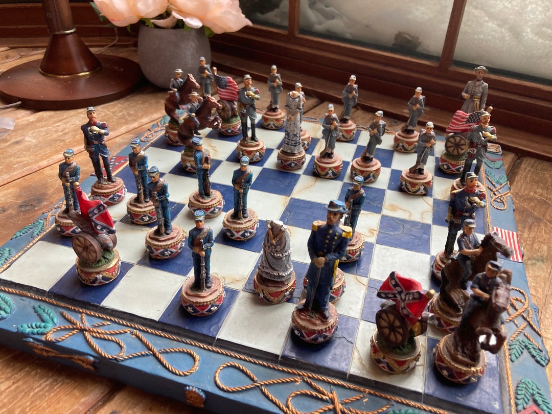 American Civil War, Resin, Chess Set, Vintage, Playing Board, Figurine ...