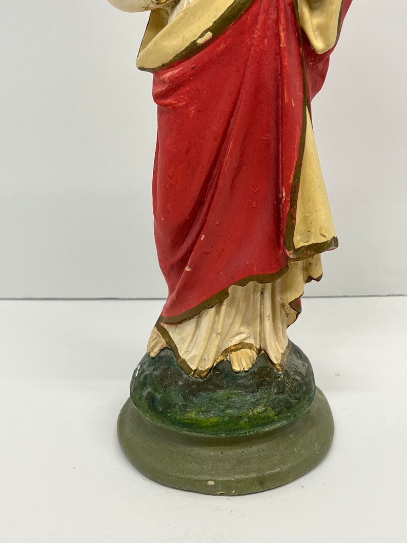 Sacred Heart Jesus Plaster Statue Figurine Religious Chalk Ware Vintage ...