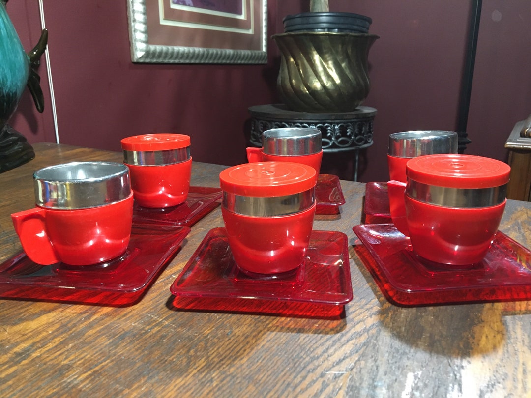 Espresso Cups and Saucers, Inoxriv, OMADA, Made in Italy, Stainless ...