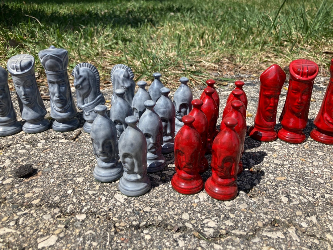 Chess, Medieval, Large, Duncan Mold, Vintage, Pieces, Game, Collectible ...