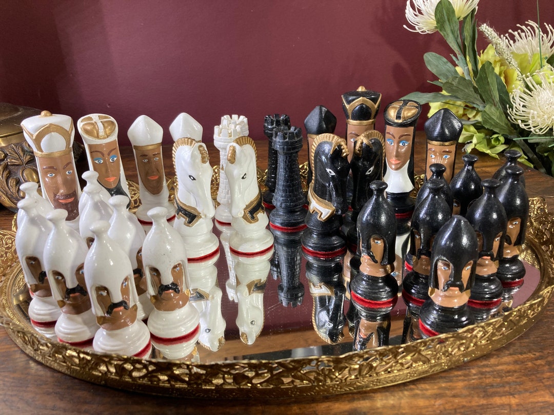 Vintage Medieval Chess Set: Large Hand Painted Duncan Mold Pieces - Etsy