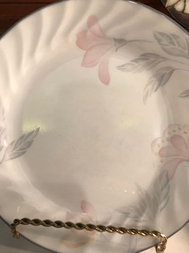 4 Corelle Grey Pink Floral Bread or Side Plates Vintage Retro Oven Safe ...