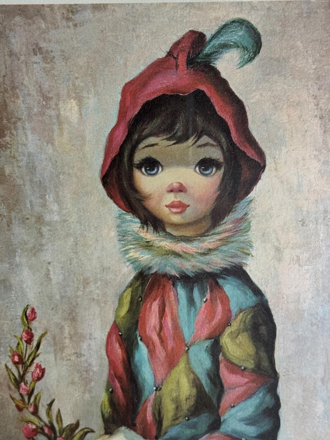 Mardi Gras Girl by Maio Lithograph in USA MAIO Big Eye Framed Vintage ...