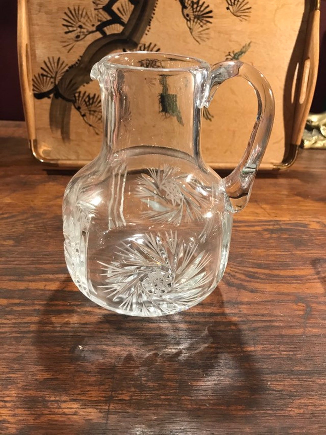Vintage Lead Crystal Water Pitcher: Buzz Star Pinwheel Pattern - Etsy