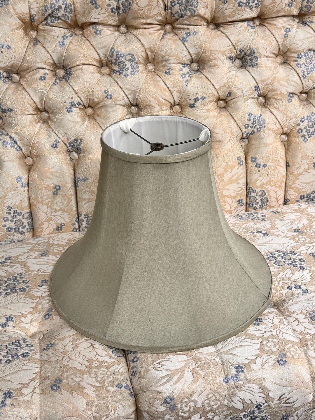Lampshade, Lamp Shade, Bell Shaped Double Lined Olive or Sage Green ...