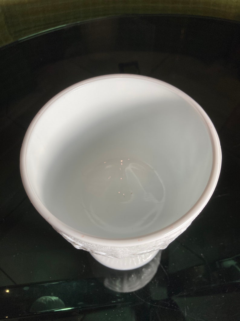 Milk Glass Chalice Goblet Classic Oak Leaf Vintage Wine Glass Stemware ...