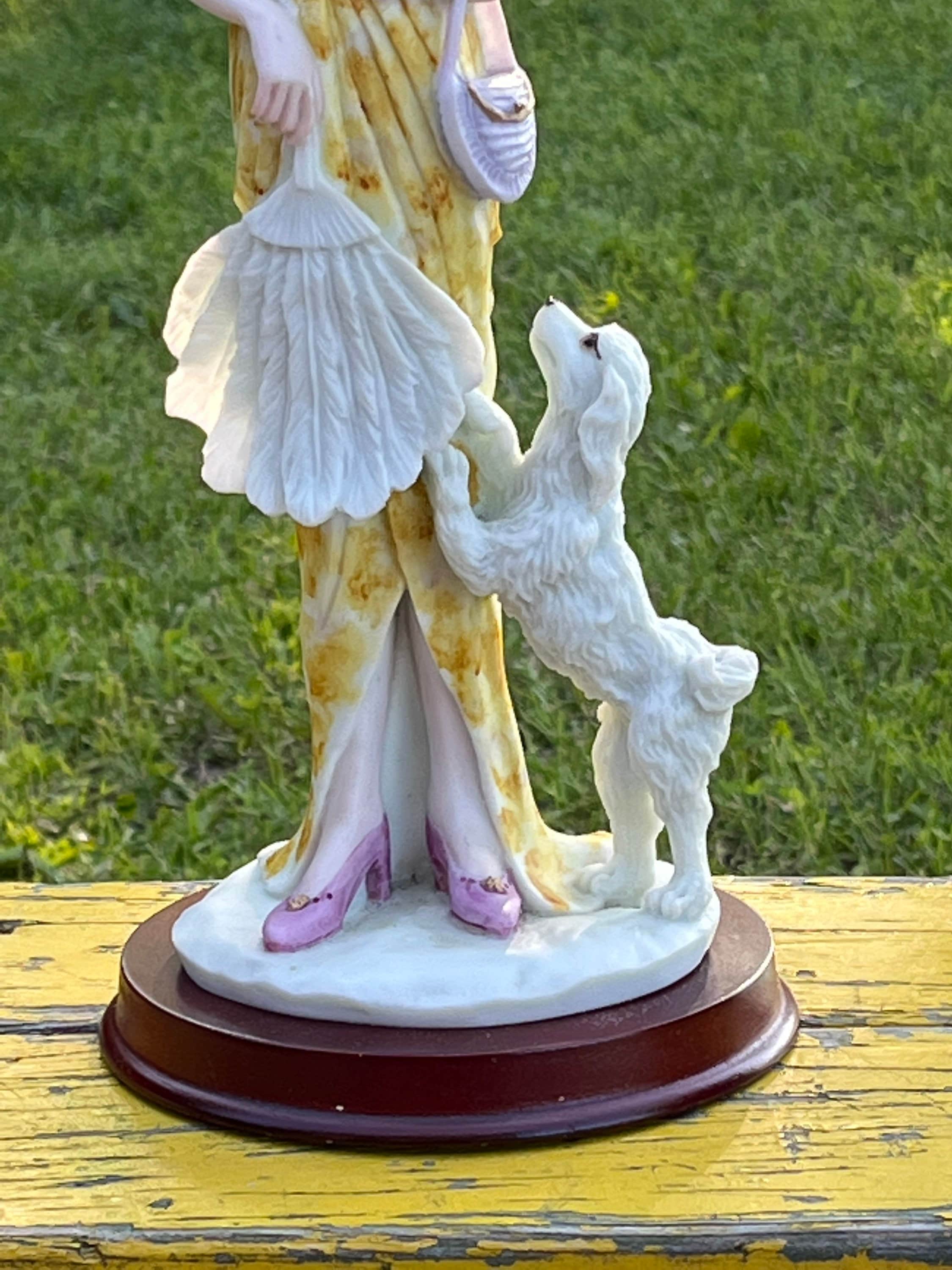 Figurine via Veneto Collection Vintage Woman and Her Dog - Etsy