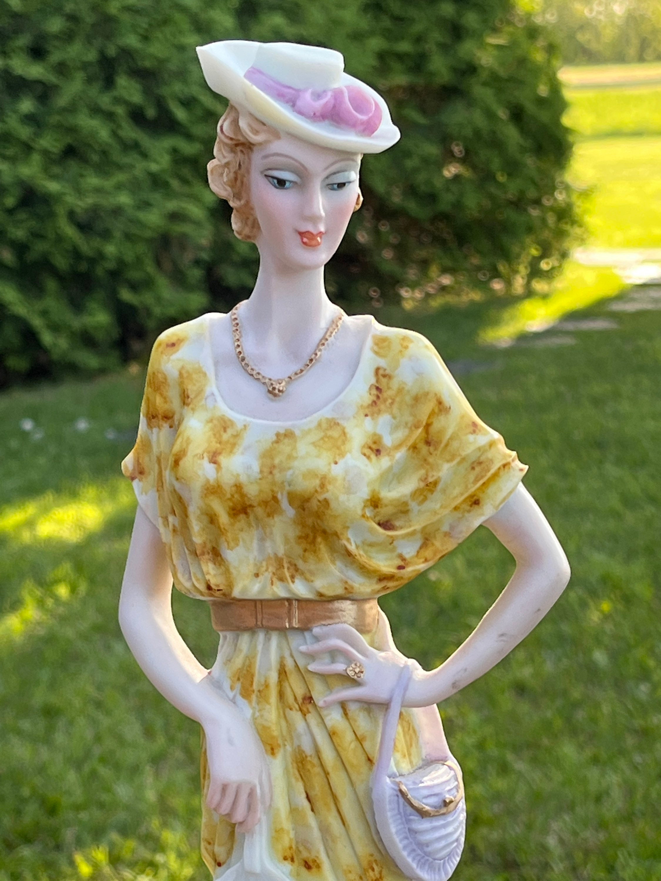 Figurine via Veneto Collection Vintage Woman and Her Dog - Etsy