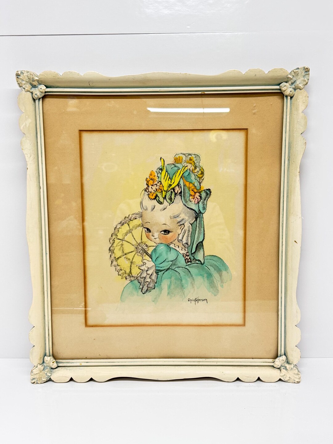 Artist Gerda Christoffersen Canadian Big Eye Girl Parasol Vintage ...