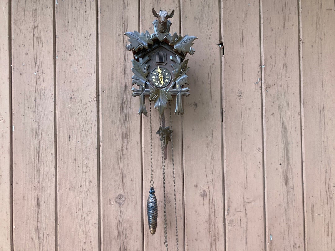 Cuckoo Clock Germany Bird Deer Wood Pendulum Stag Acorn - Etsy