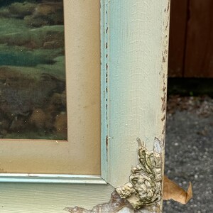 ARTWORK Mountain Lake Scenery Wood Frame Behind Glass Lithograph ...