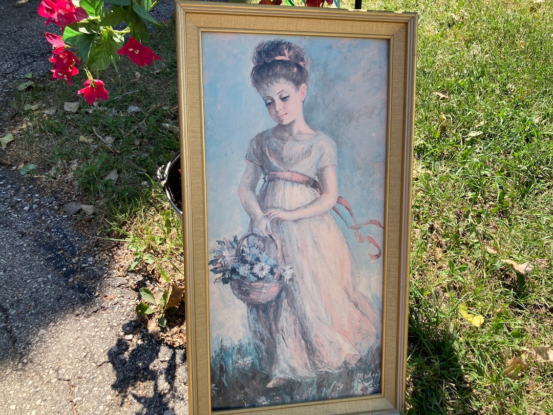 Harmony in Yellow by Medeiros Original Print Framed MCM Mid Century ...