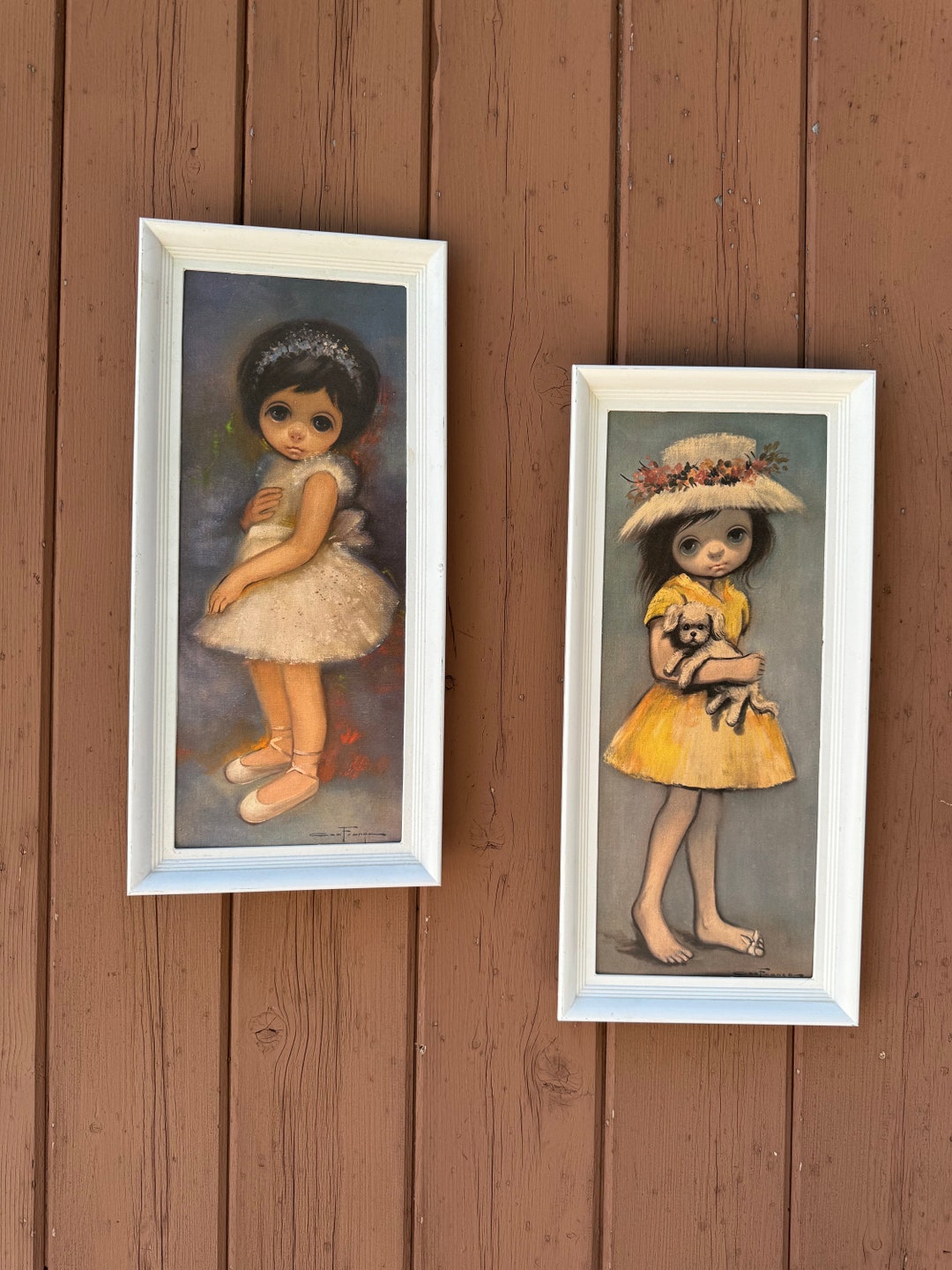 Mid Century Vintage Frances Big Eyes Set of 2 Girl Puppy Ballet Plastic ...