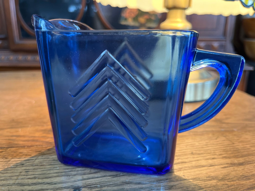 Cobalt Blue Depression Glass 1930s Hazel Atlas Chevron Pattern Antique ...