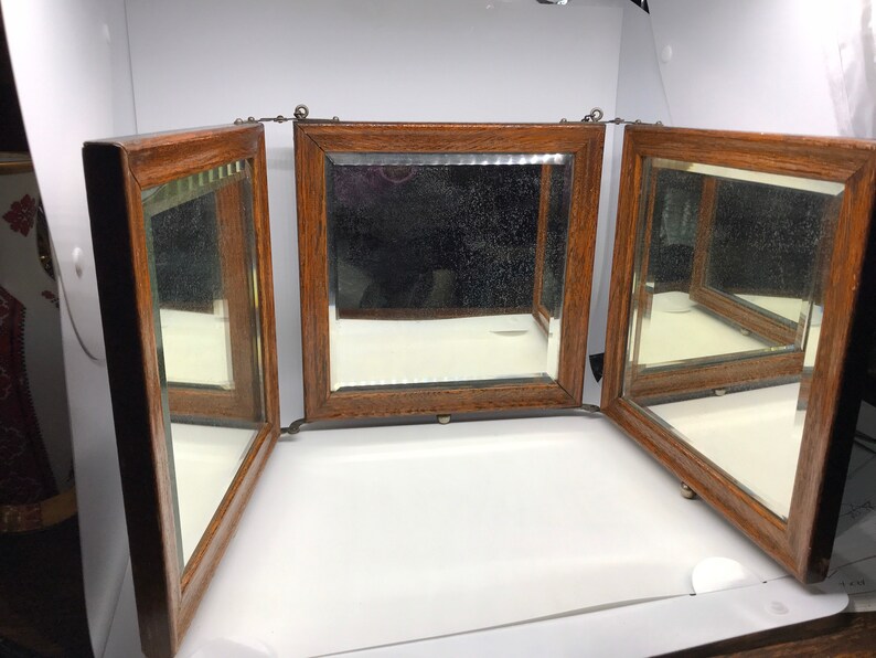 Antique Victorian Hanging-tabletop Tri-fold Mirror Embossed - Etsy