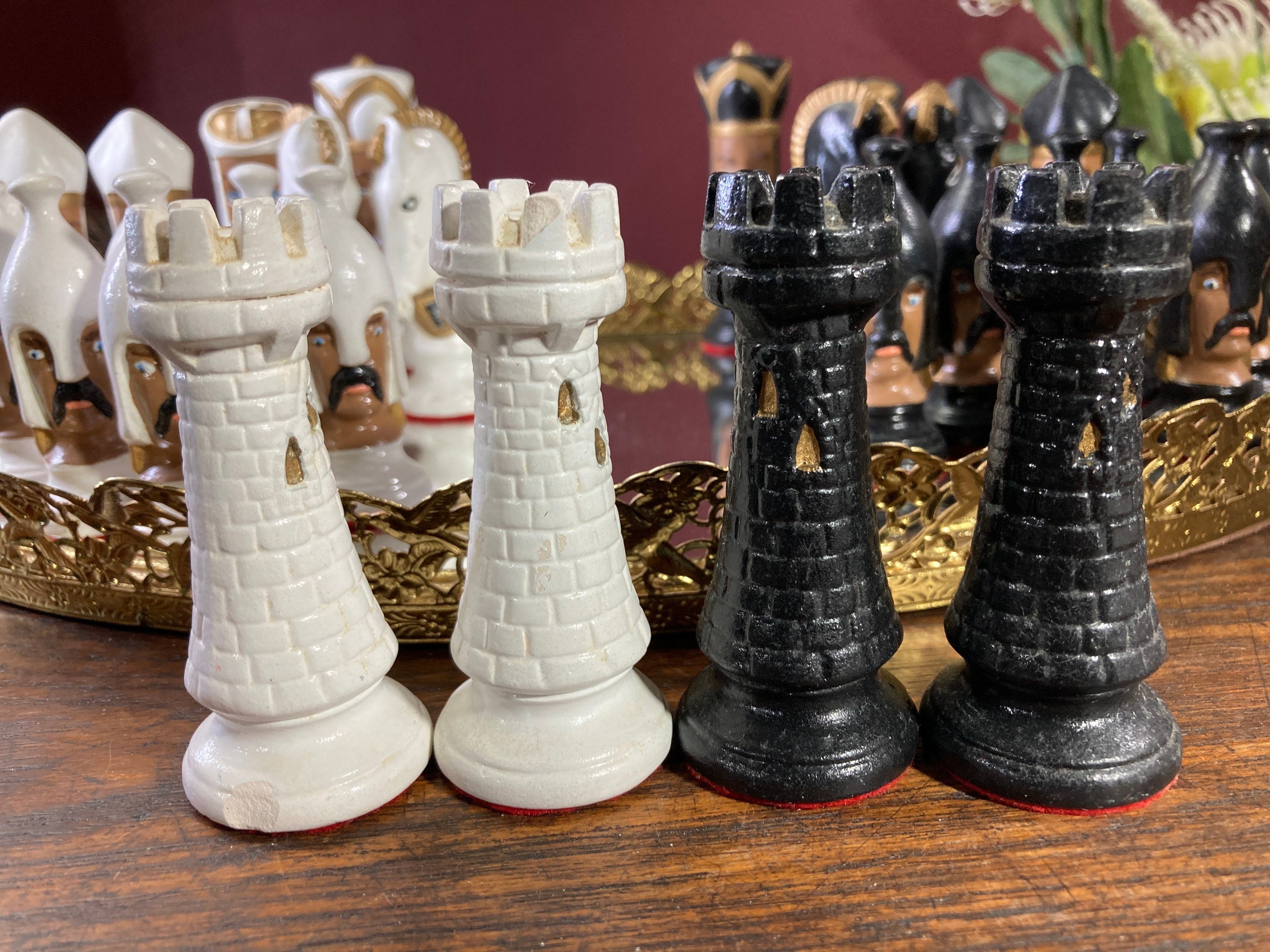 Vintage Medieval Chess Set: Large Hand Painted Duncan Mold Pieces - Etsy