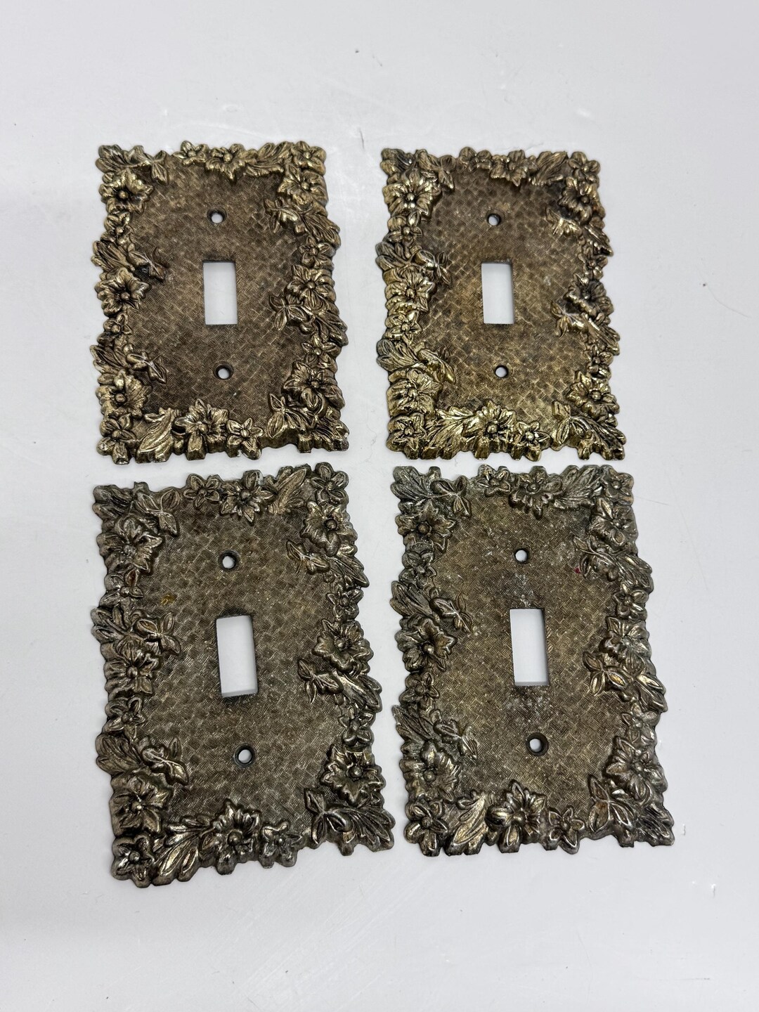 Vintage Hollywood Regency Light Switch Cover Plates: Gold Floral Metal ...