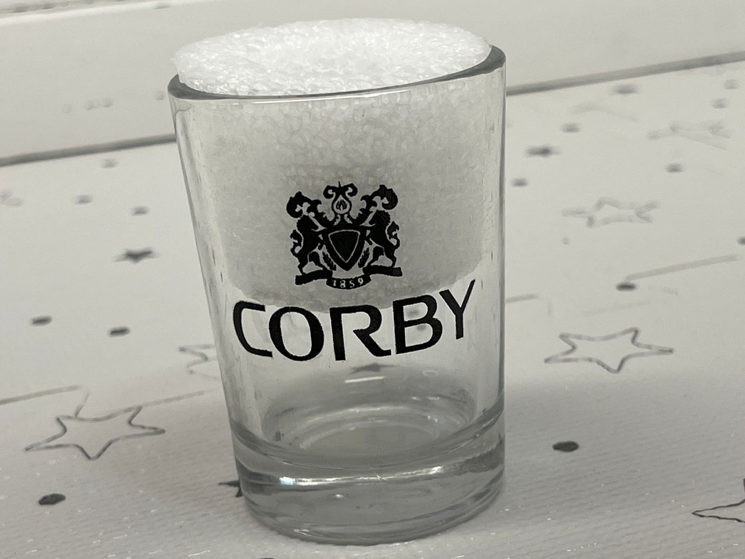 Shot Glass Glass Barware Corby Novelty Collectible Advertisement ...
