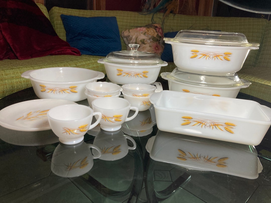 Fire King, Wheat, Set, 15 Pieces, Baking, Casserole Dish, Vintage, Oven ...