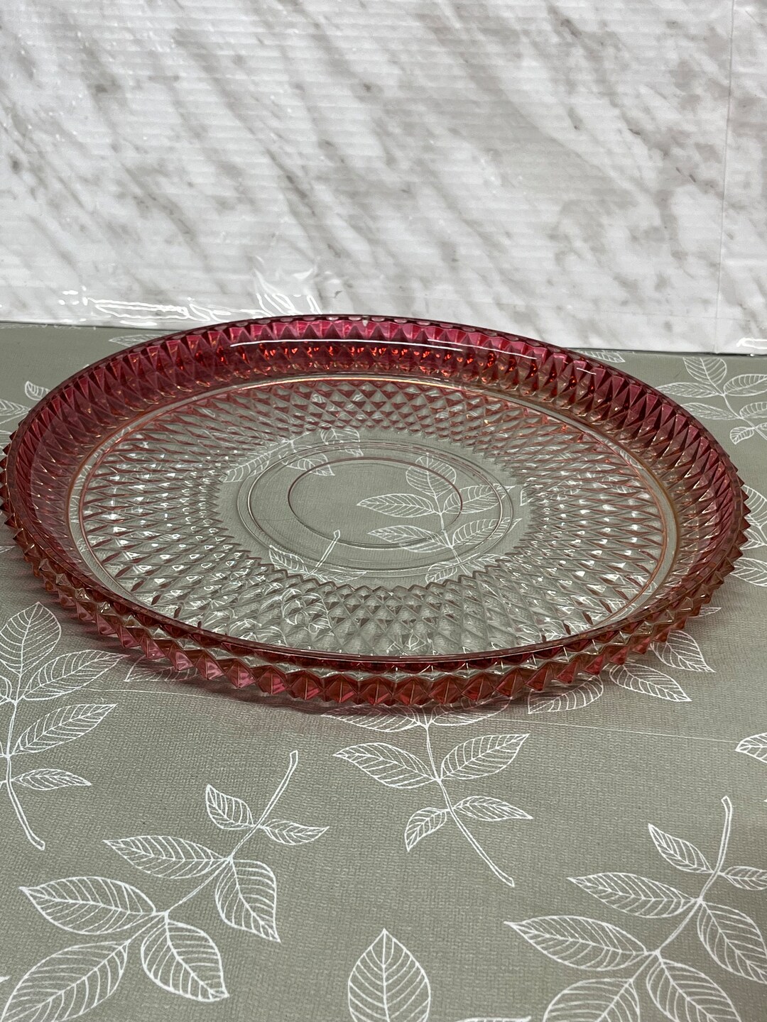 Vintage Indiana Glass Ruby Flash Diamond Point Serving Platter - Etsy
