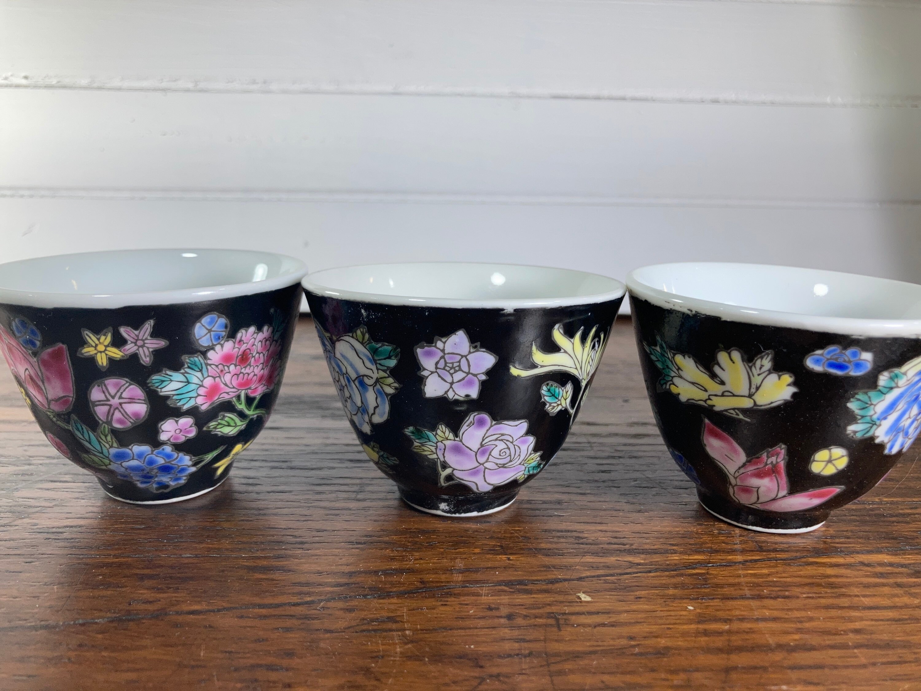 Chinese Mun Shou Longevity Porcelain 3 Cups Tea Cups | Etsy